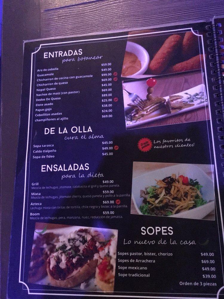 Carta del pub y bar taco boom, Morelia, Perif. Paseo del la República ...