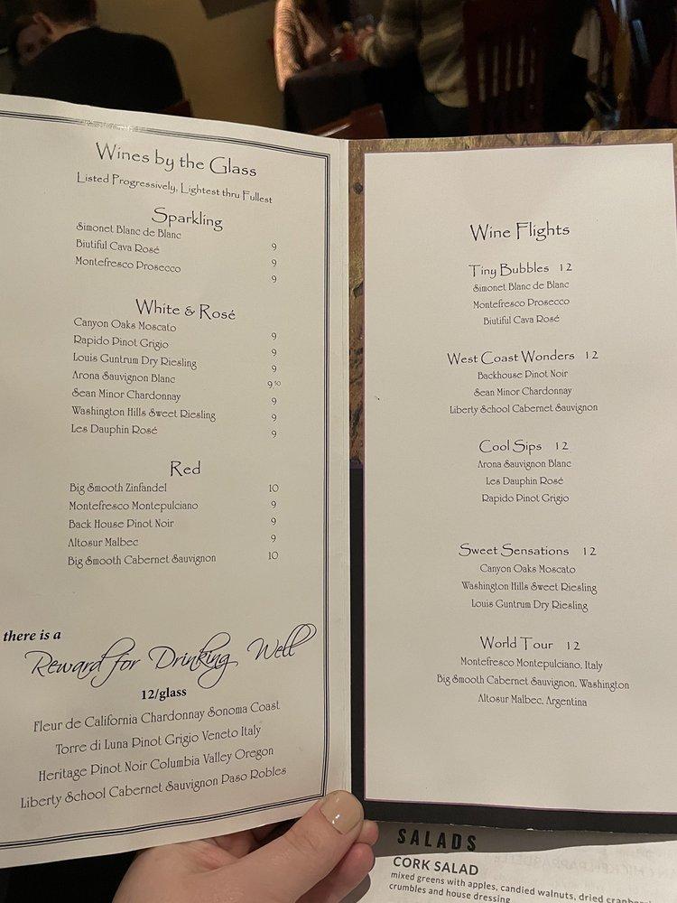Menu at Cork Bar & Restaurant, Wilkes-Barre, 463 Madison St