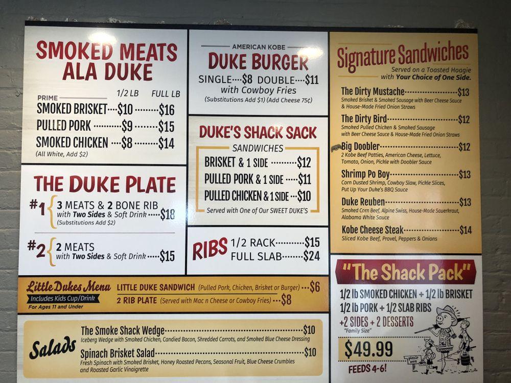 Menu at Dukes BBQ Shack, Wentzville