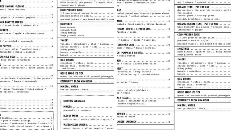 Menu at OSTRO Eatery cafe, Rockingham