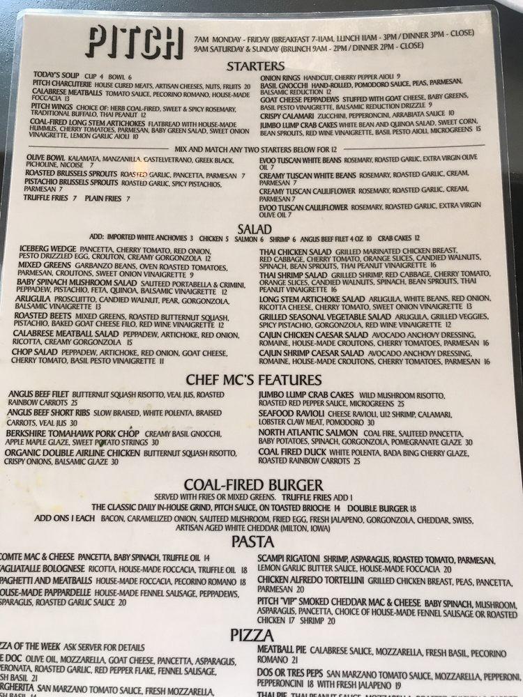 Menu at Pitch Scottsdale - Restaurant and Pizzeria, Scottsdale, E Thomas Rd