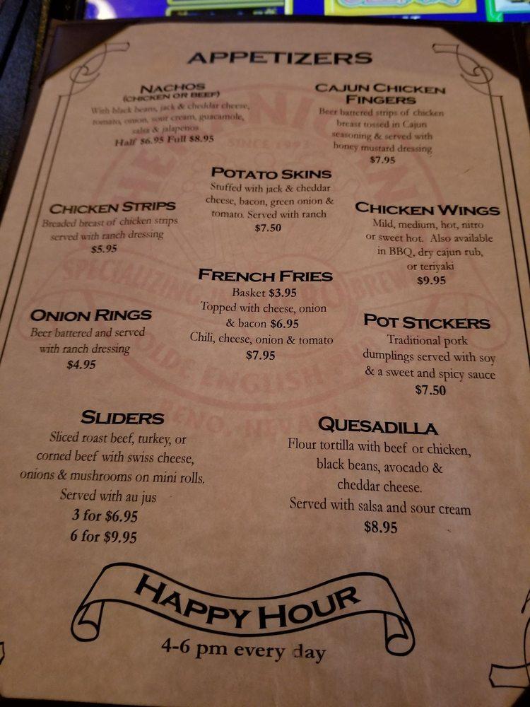 Menu at Shenanigan's pub & bar, Reno