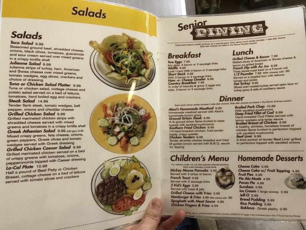 Carta de Alexi's Family Restaurant, Phoenix