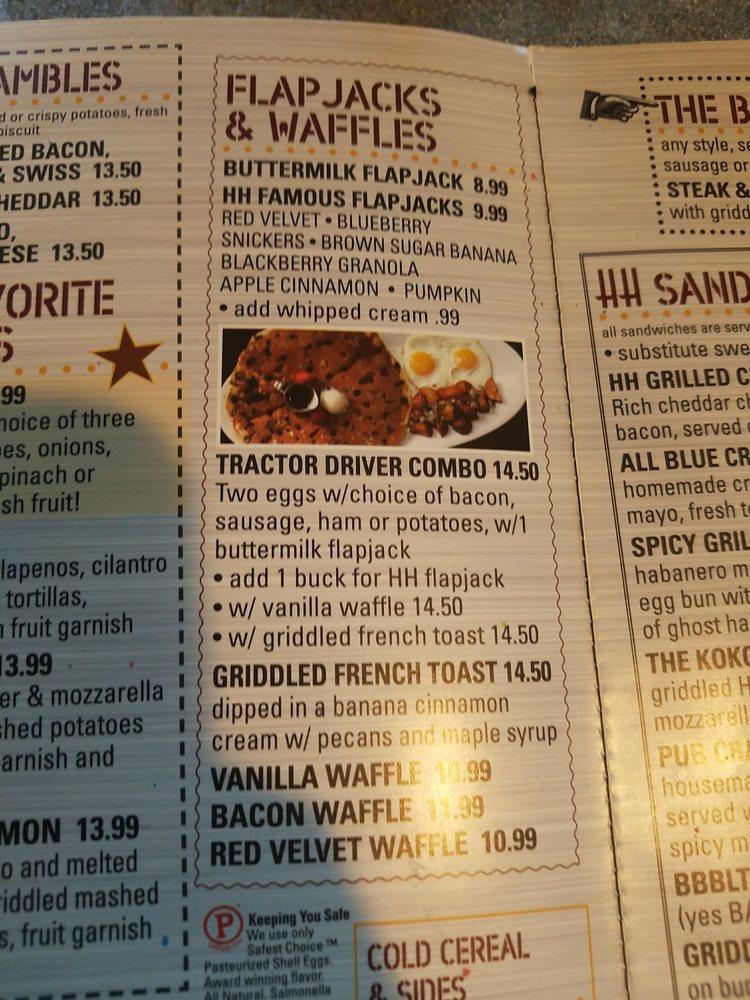 Menu at Hash House A Go Go restaurant, Orlando
