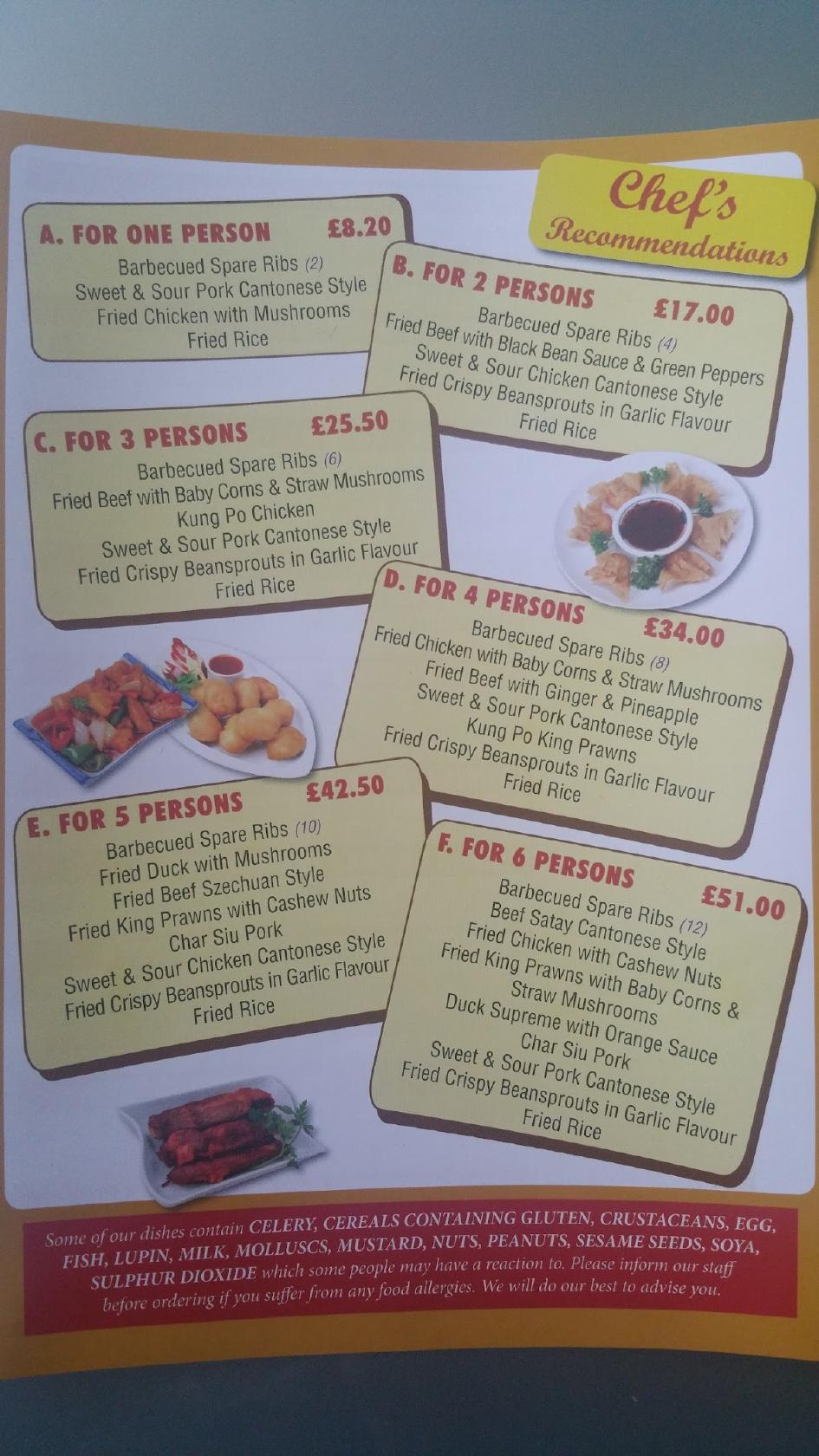 Menu at House of Mr Li fast food, Sutton Coldfield