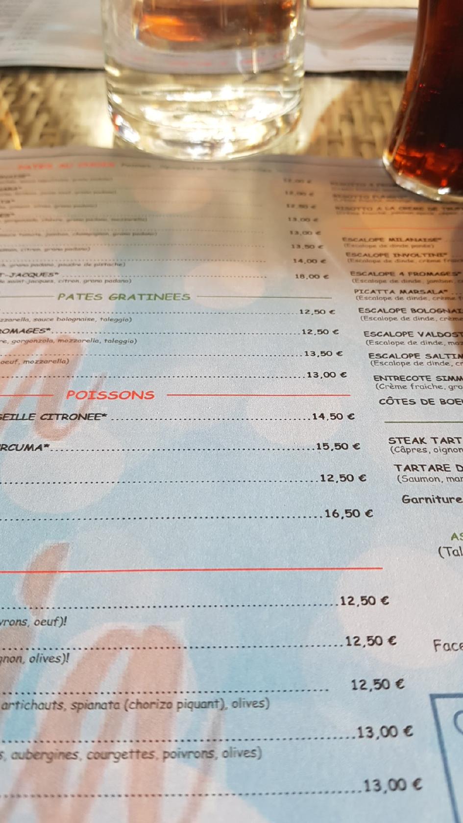 Menu au La Casa Mia restaurant, Flins-sur-Seine