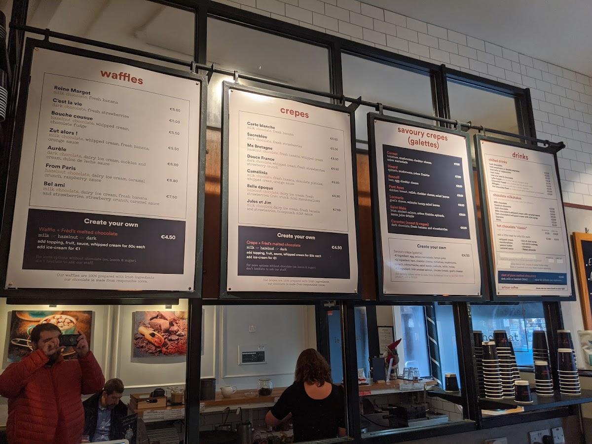 Menu at Le Chocolat de Frèd cafe, Dublin