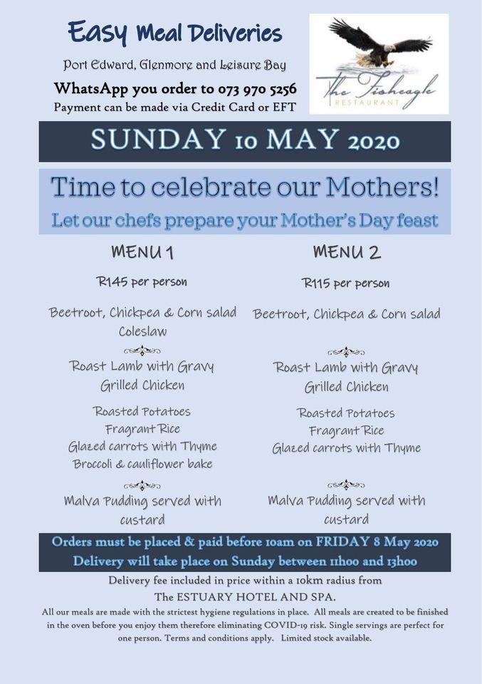Menu at The Estuary Hotel & Spa restaurant, Port Edward