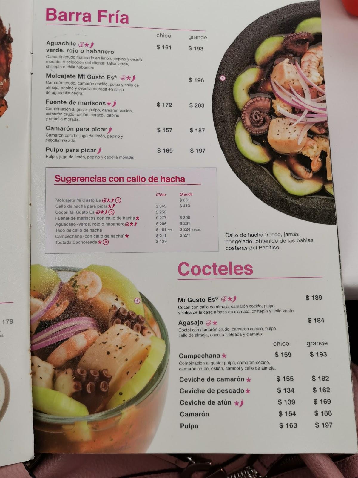 Menu at Mi Gusto Es restaurant, Pachuca