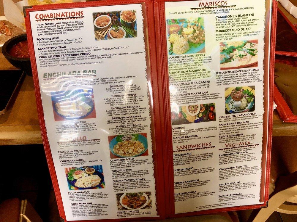 Carta del restaurante Patron Azteca, Hollywood