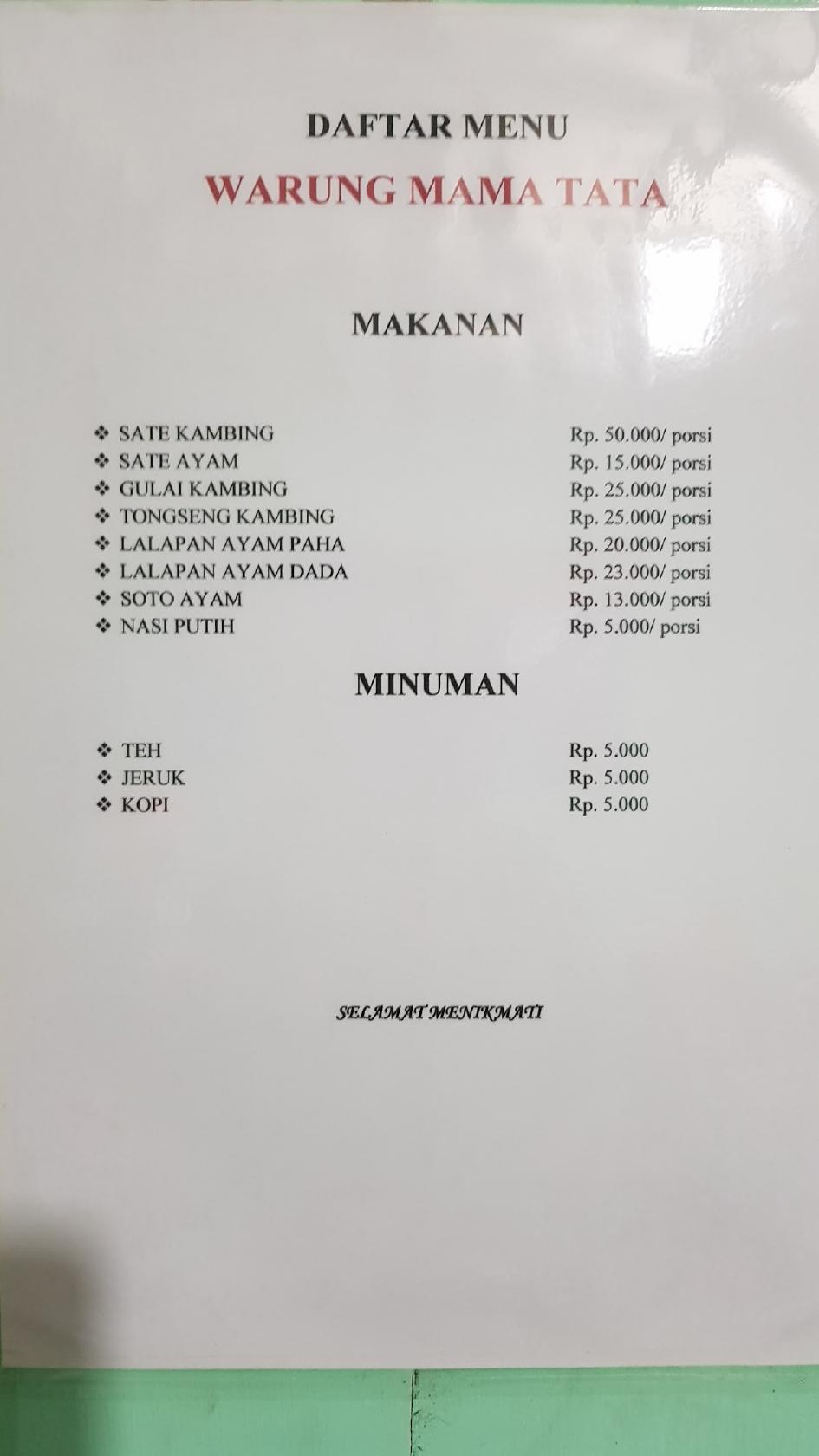 Menu at Rm.mama Tata restaurant, Semayap, P6X7+GWP