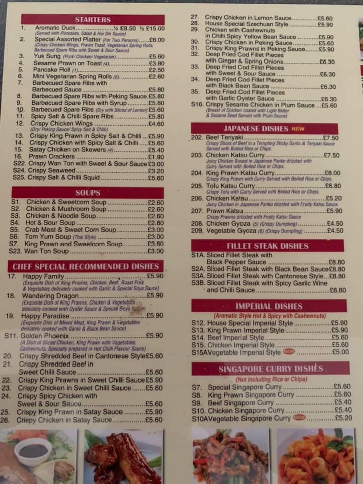 Menu at The Royal Dragon Chinese Takeaway fast food, Derby