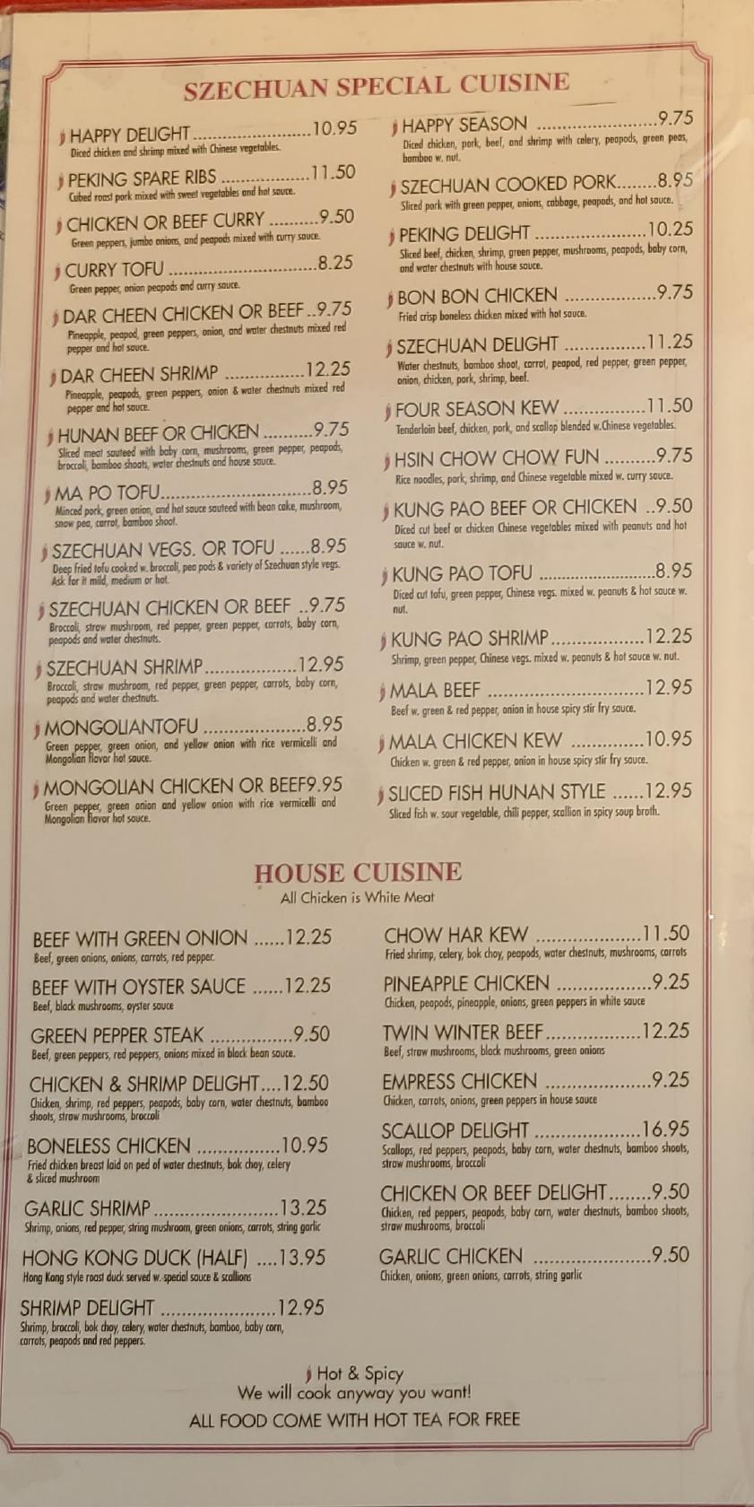 Menu at Golden Inn Restaurant, Superior