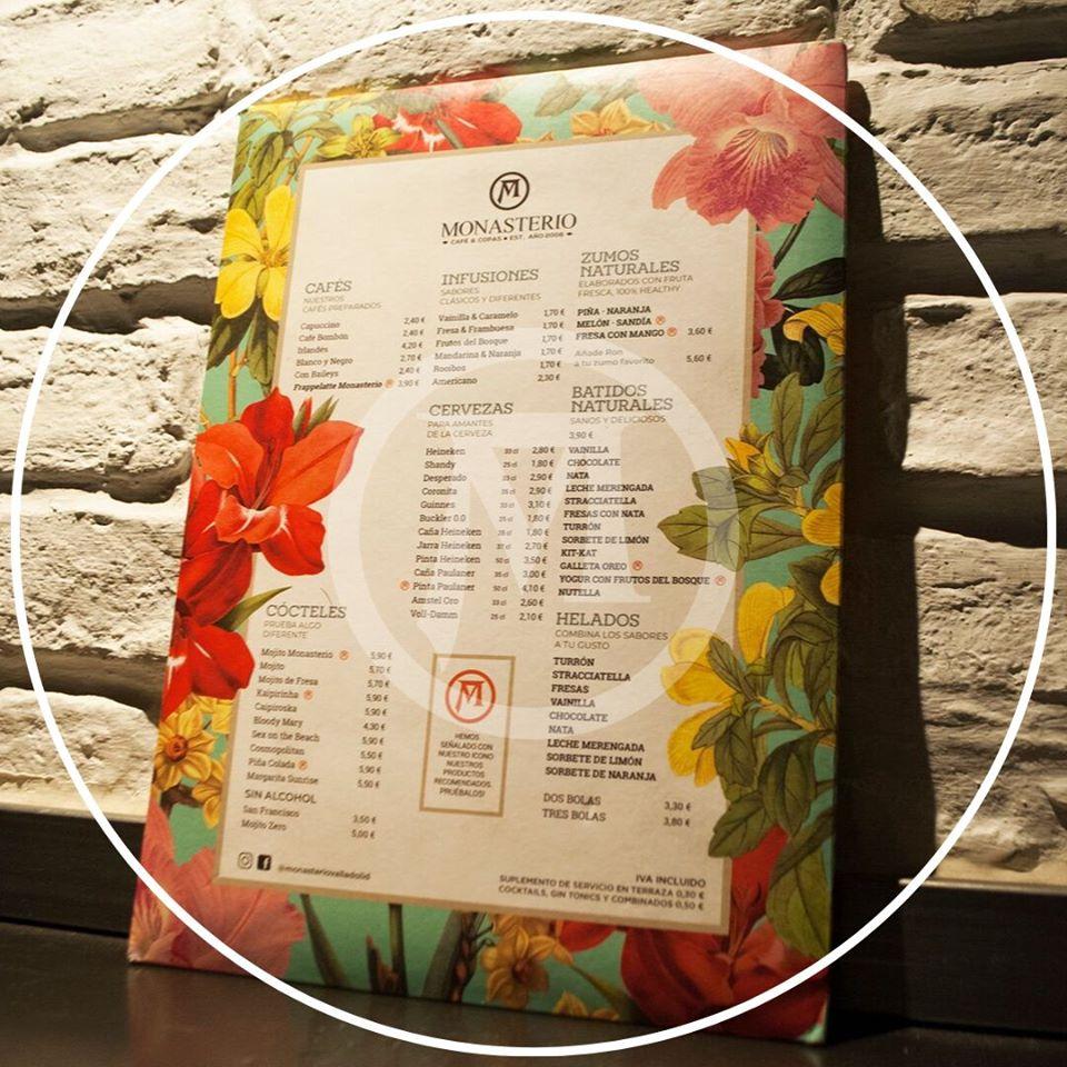 Menu at Monasterio pub & bar, Valladolid
