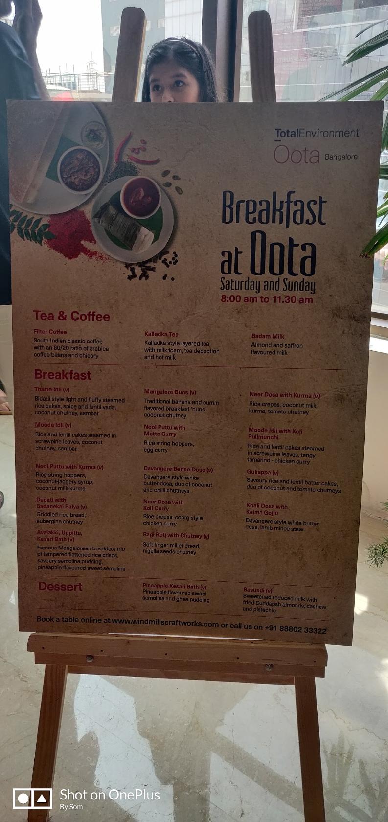 Menu at Oota Bangalore, Bengaluru, 7th Floor