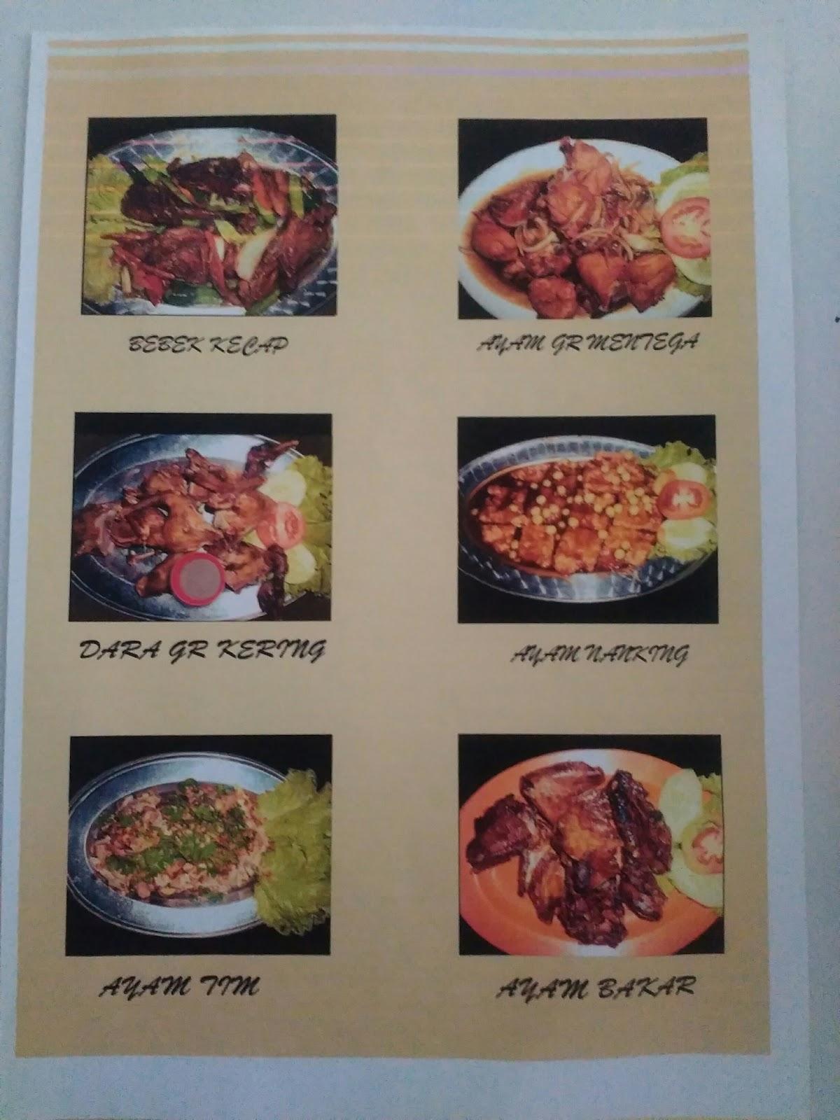 Menu at RM Rina Rini restaurant, Bandungan