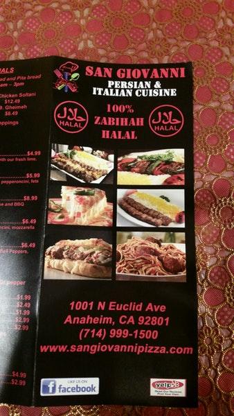 Menu at Fusion Halal restaurant, Anaheim