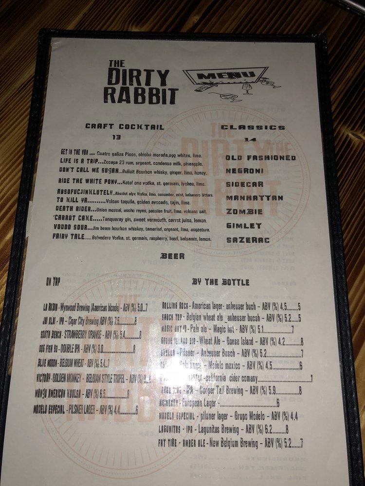 Menu at The Dirty Rabbit Wynwood pub & bar, Miami