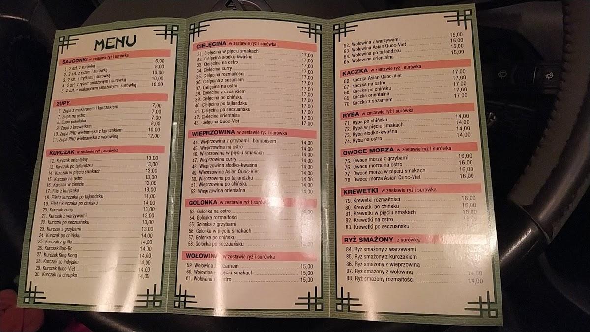 Menu at Bar Orientalny Quoc Viet, Stryków