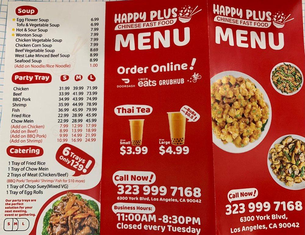 Menu at Happy Plus Chinese Restaurant, Los Angeles