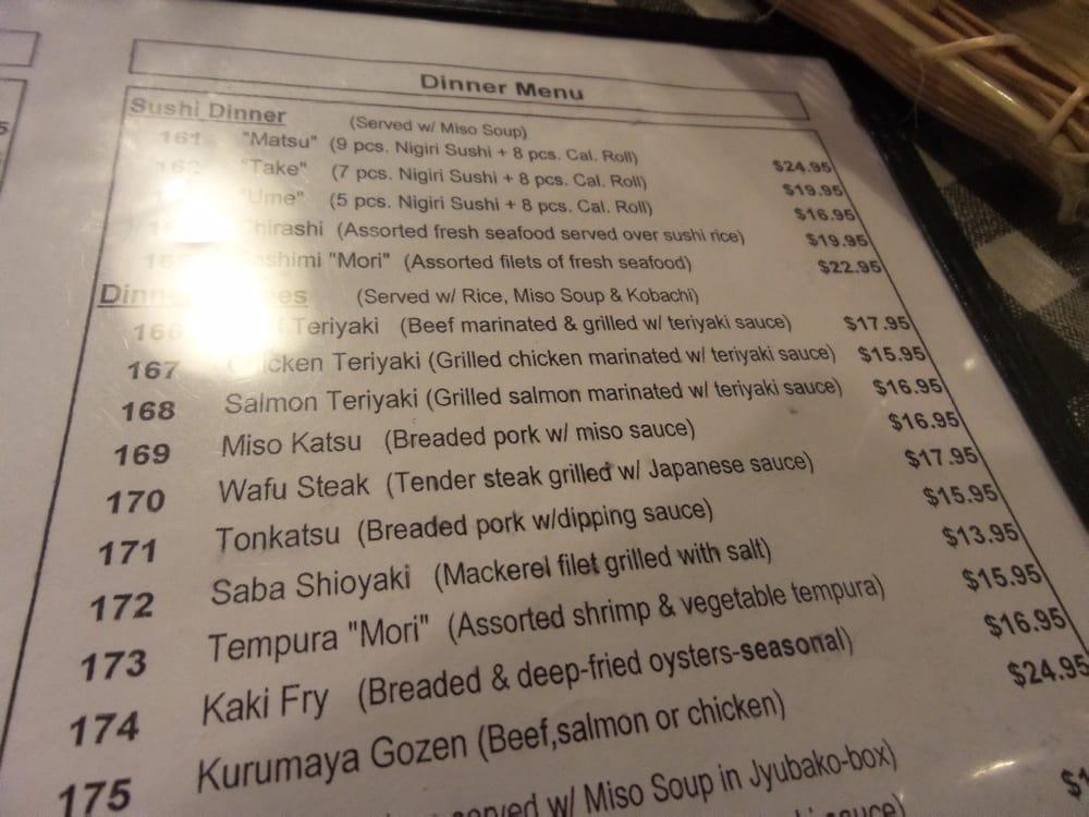 Menu at Kurumaya Japanese Restaurant, Elk Grove Village