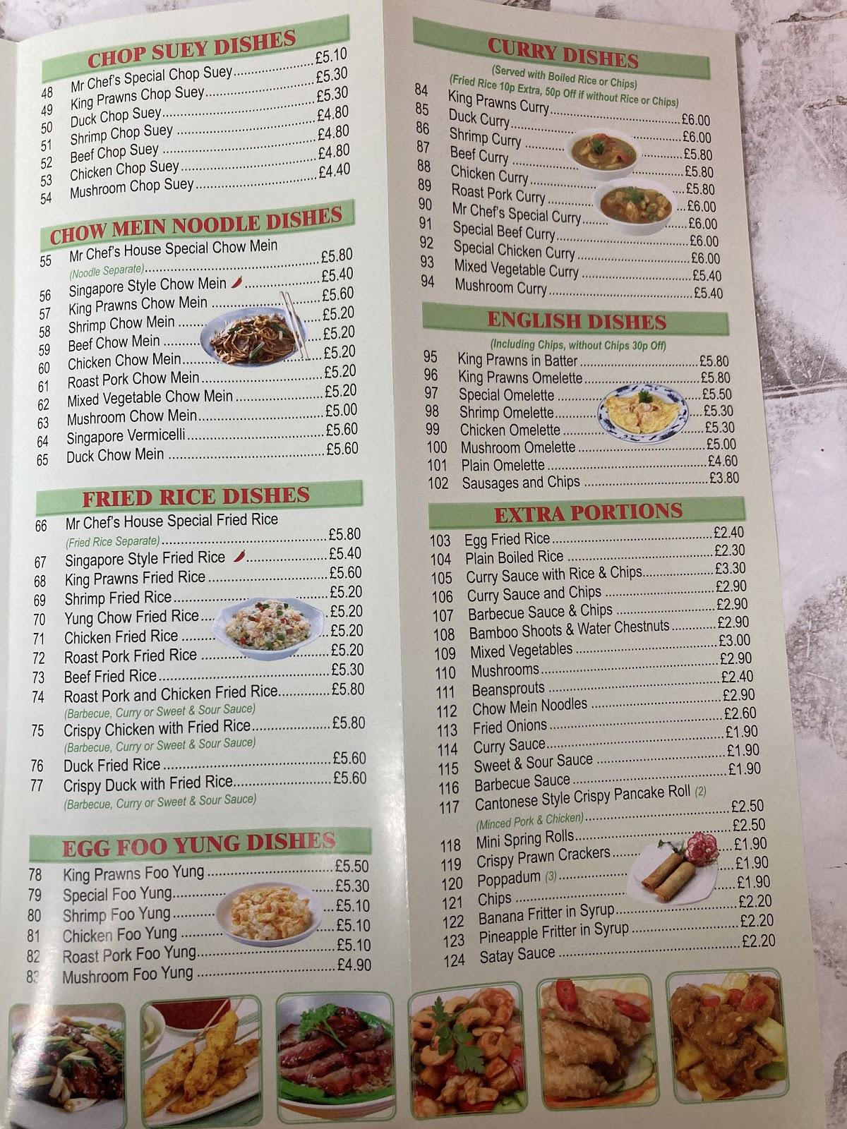 Menu at Mr Chef fast food, Albrighton, 62B High St