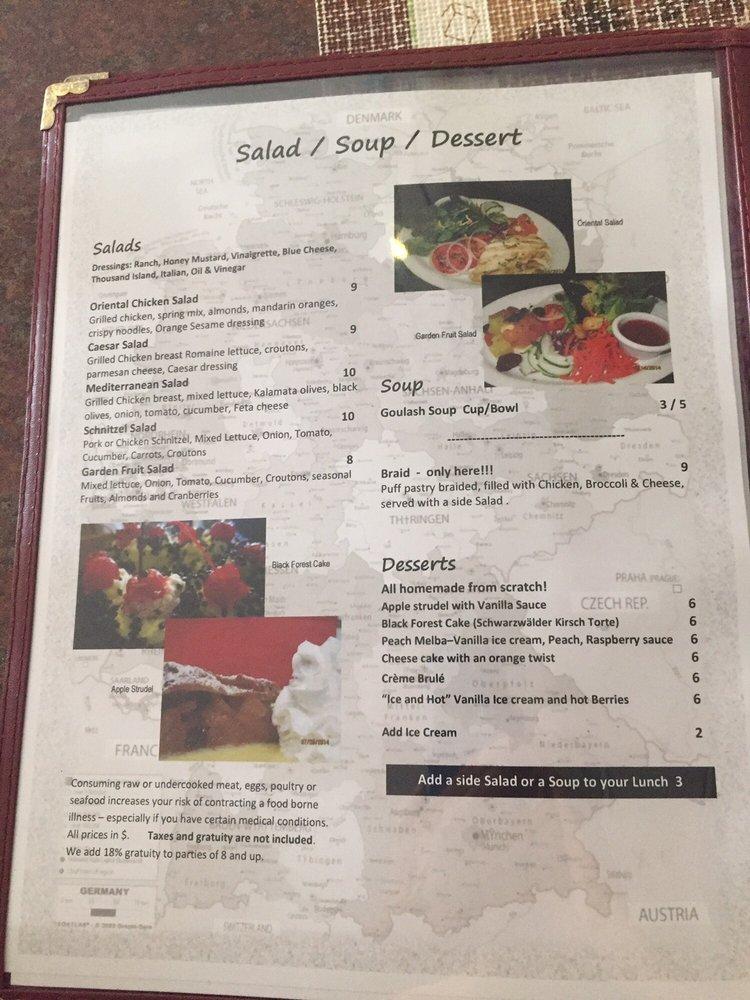 Menu at Restaurant Edelweiss, Bradenton