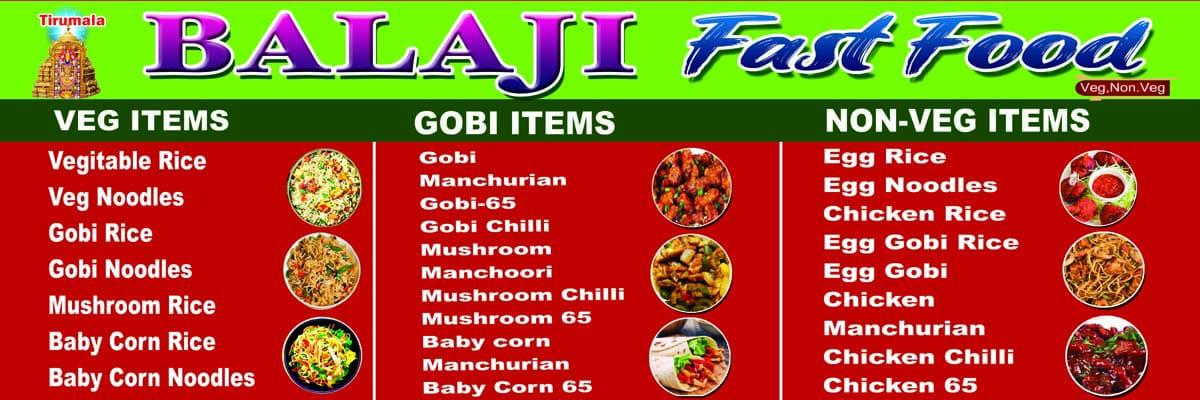 Menu at Tirumala Balaji Fast Foods, Chittoor