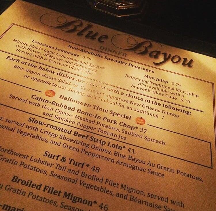 Menu at Blue Bayou Restaurant, Anaheim, S Harbor Blvd