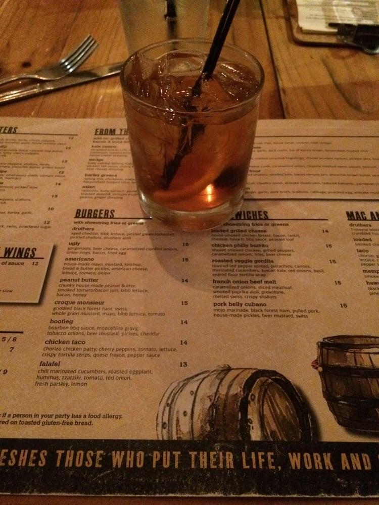 Menu at Druthers Brewing Company pizzeria, Saratoga Springs