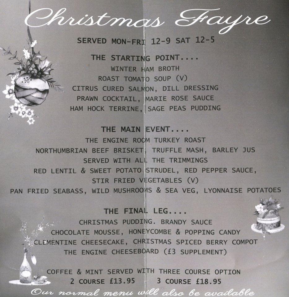 Menu at The Engine Room pub & bar, Gateshead