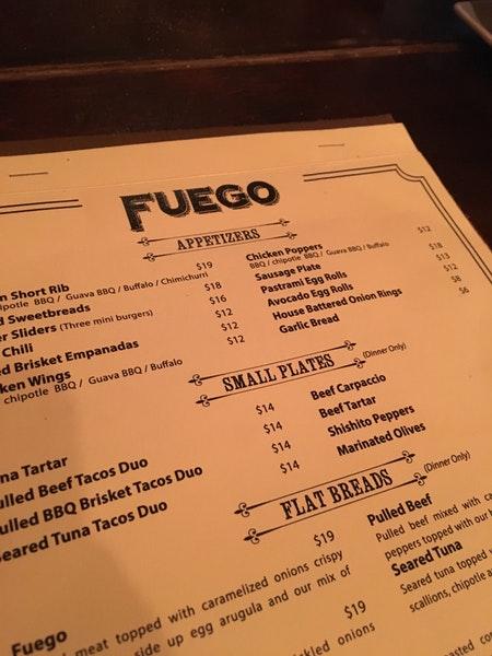 Menu at Fuego by Mana steakhouse, North Miami Beach, NE 163rd St
