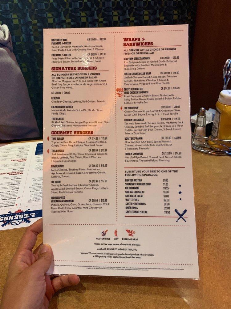 Menu at The Artist's Café, Windsor