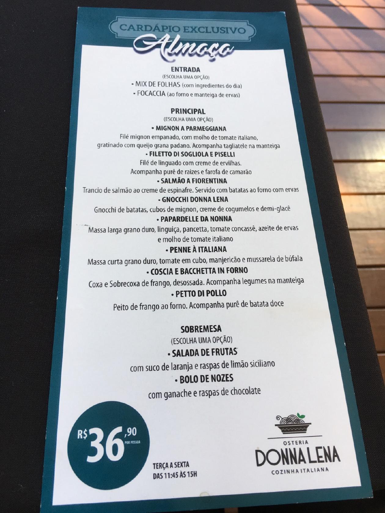 Menu em Osteria Donna Lenna restaurante, Curitiba