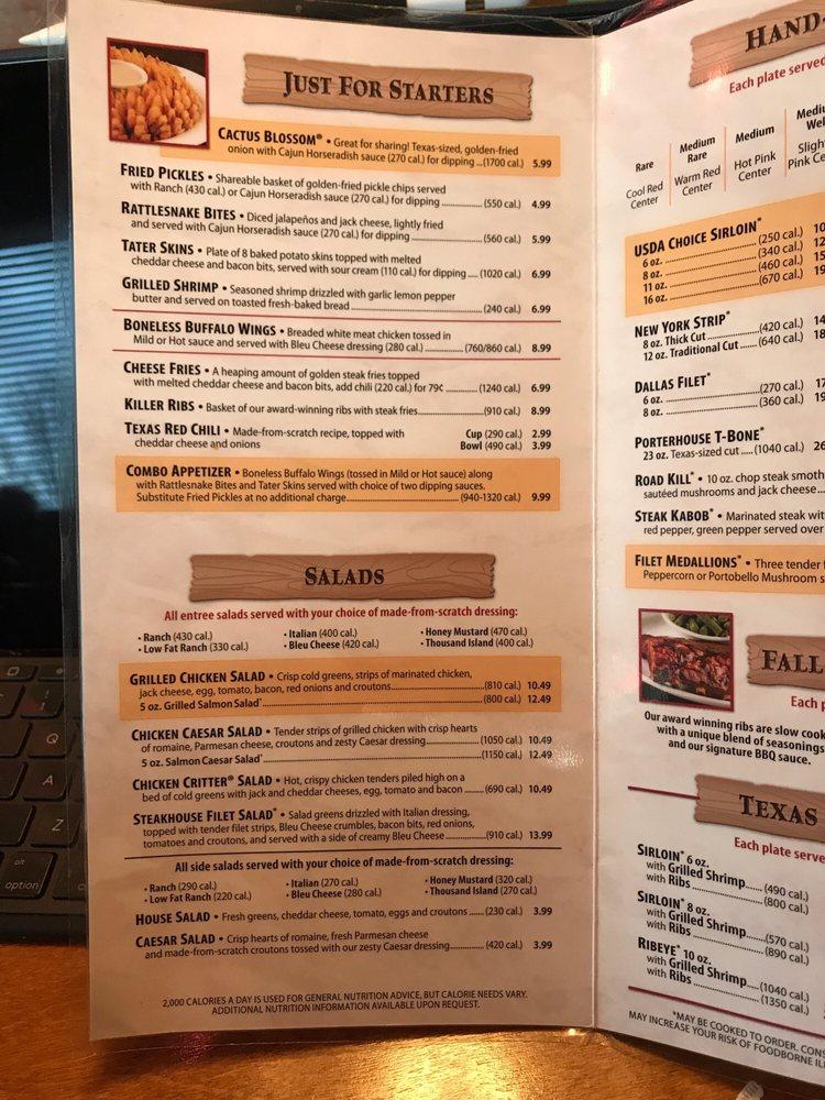 Menu at Texas Roadhouse BBQ, Macon