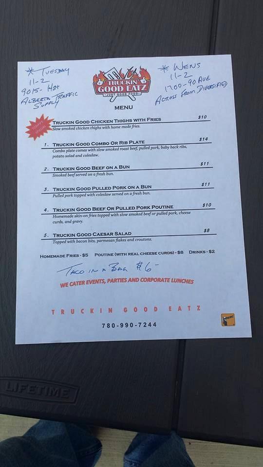 Menu au Truckin Good Eatz, Sherwood Park, Oak St