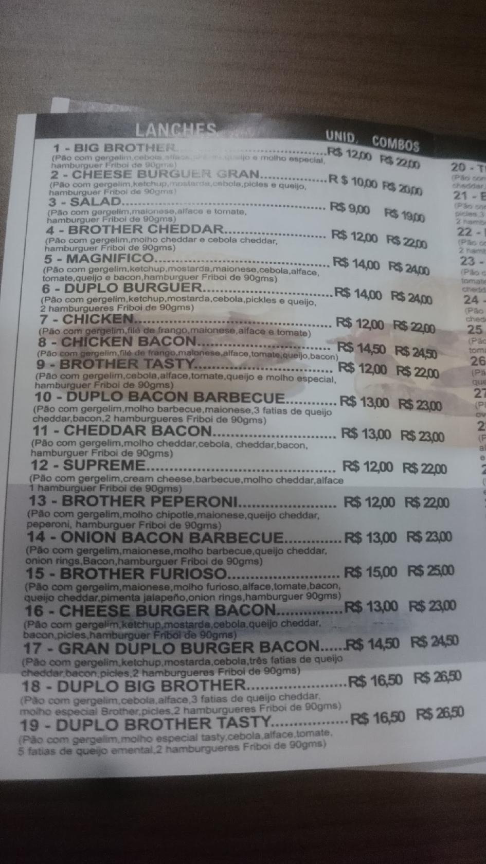 Menu em Brothers Hamburgueria Cotia restaurante, Cotia