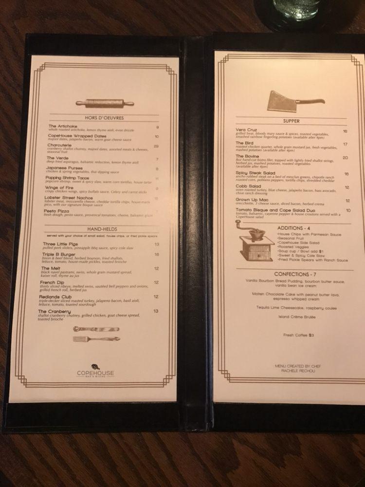 Menu at Copehouse Bar & Bistro, Redlands