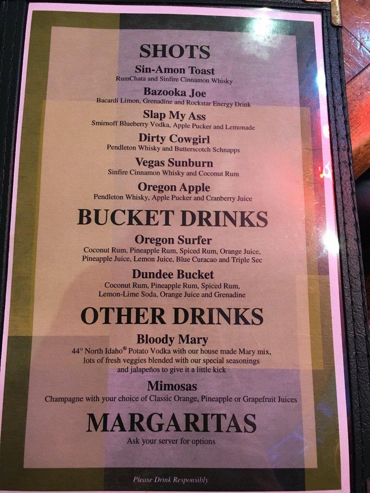 Menu at Dundee's Bar & Grill, Seaside