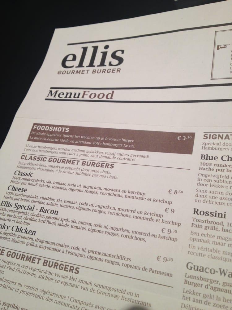 Menu at Elys, Brussels