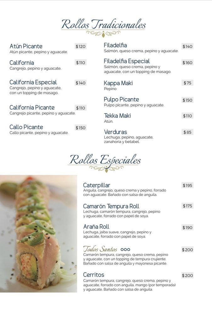 Carta de Odayaka Sushi Bar, Tijuana