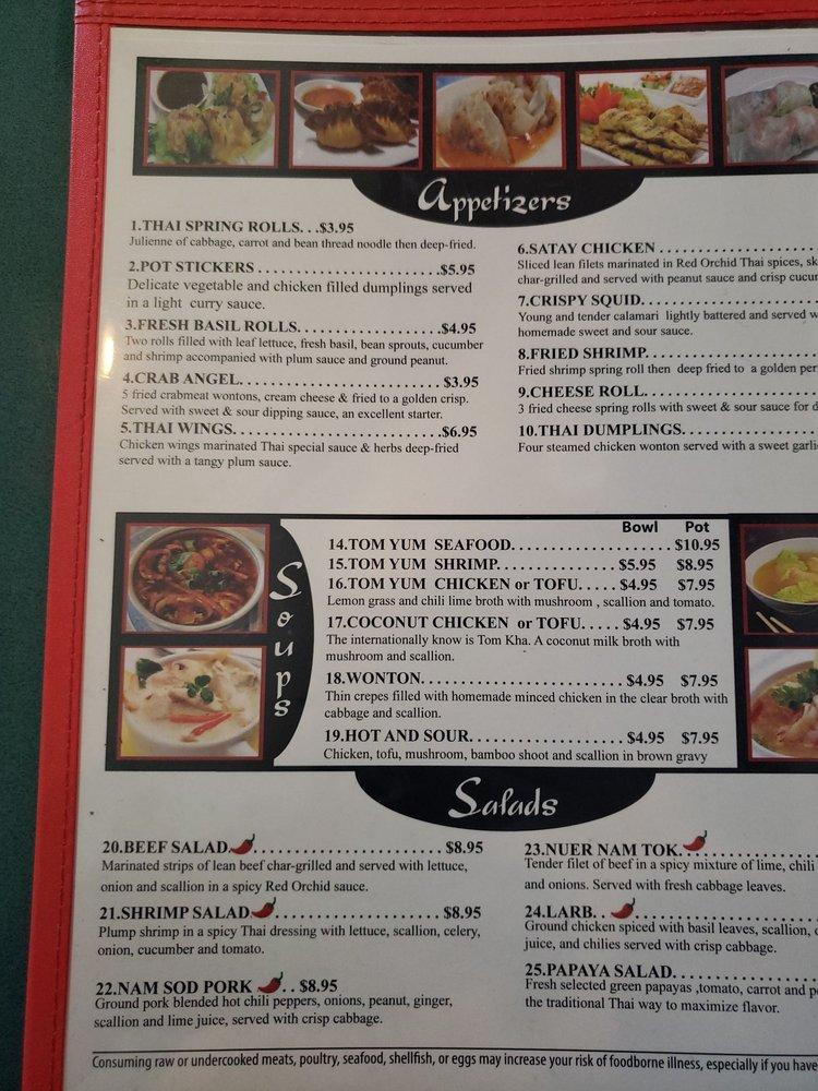 Menu at Red Orchid Thai Cuisine restaurant, McDonough