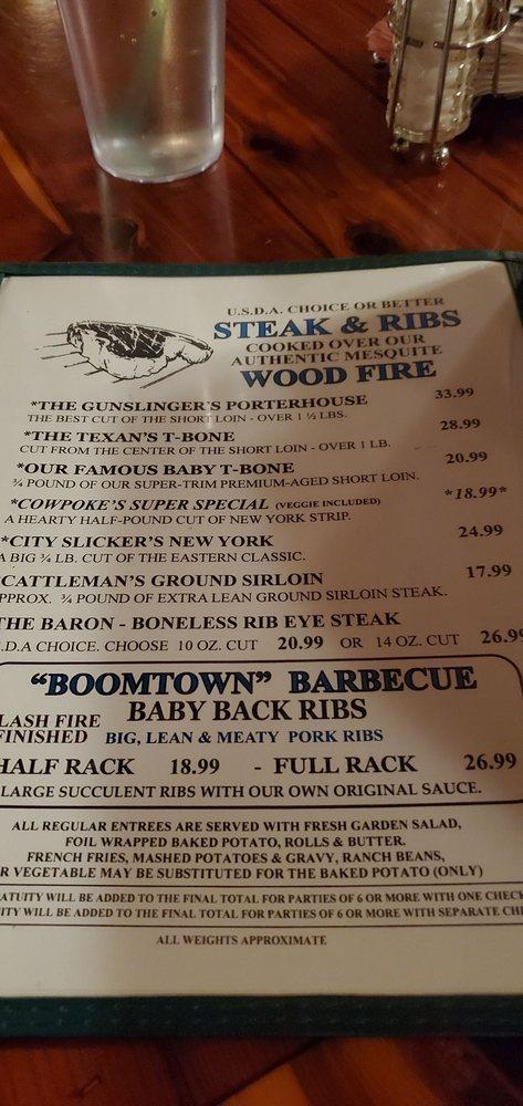 Menu at Cattletown Steakhouse & Saloon, Tucson