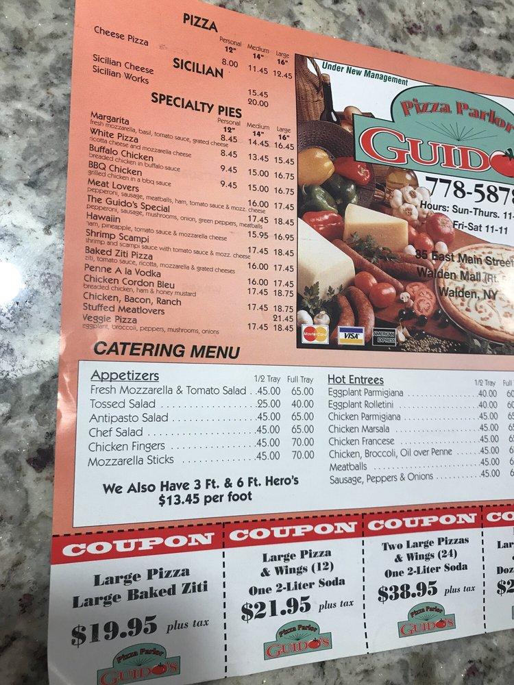 Menu at Guido's Pizza Parlor pizzeria, Walden