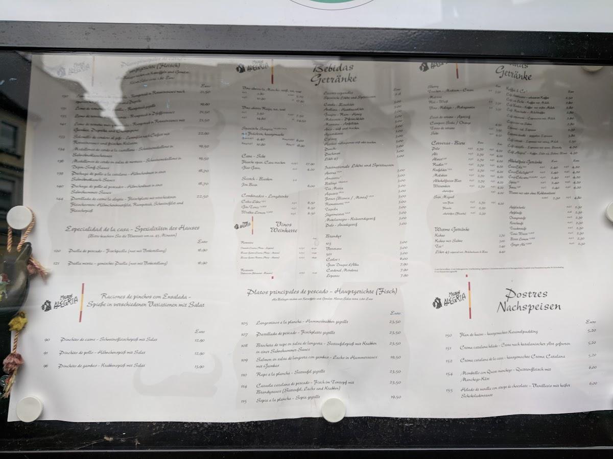 Menu at Meson Alegria pub & bar, Wuppertal