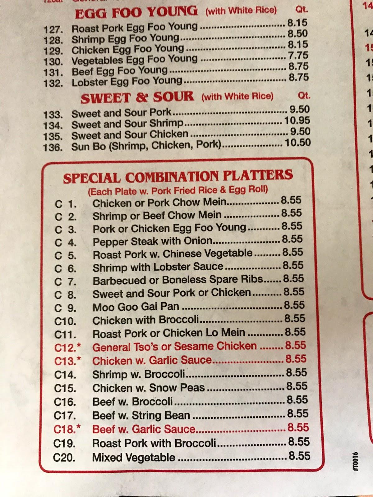 Menu at Tung Fung restaurant, West Haverstraw