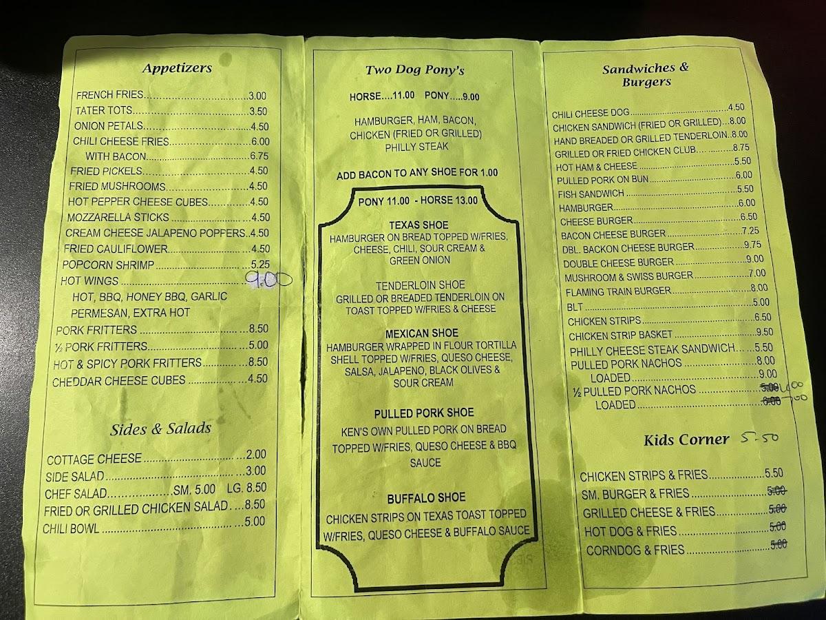 Menu at Two Dog Bar & Grill, Roodhouse, 104 S State St