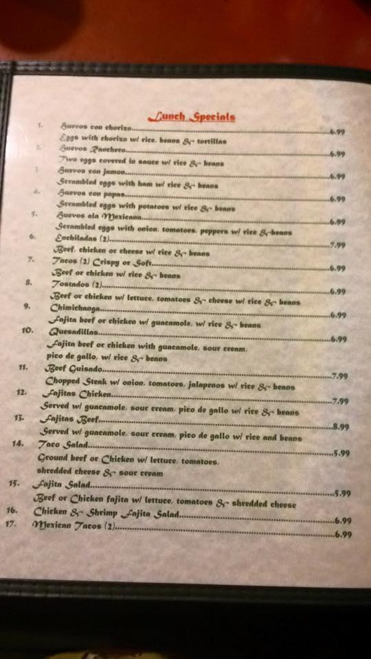 Menu at Arroyo’s Mexican Restaurant Van Alstyne, Van Alstyne