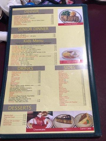 Menu at Bendix Restaurant, Elkhart
