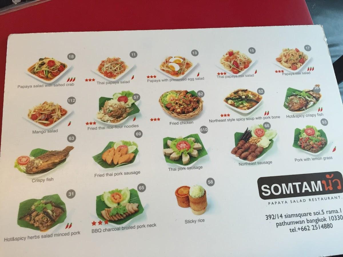 Carta del restaurante Somtum Nua, Bangkok, 392/14 Soi Siam Square 5